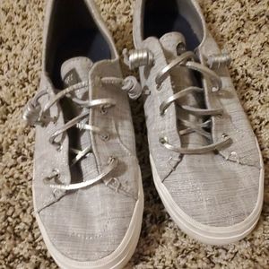 Sperry | Shoes | Sperry Gray Metallic Tennis Shoes | Poshmark